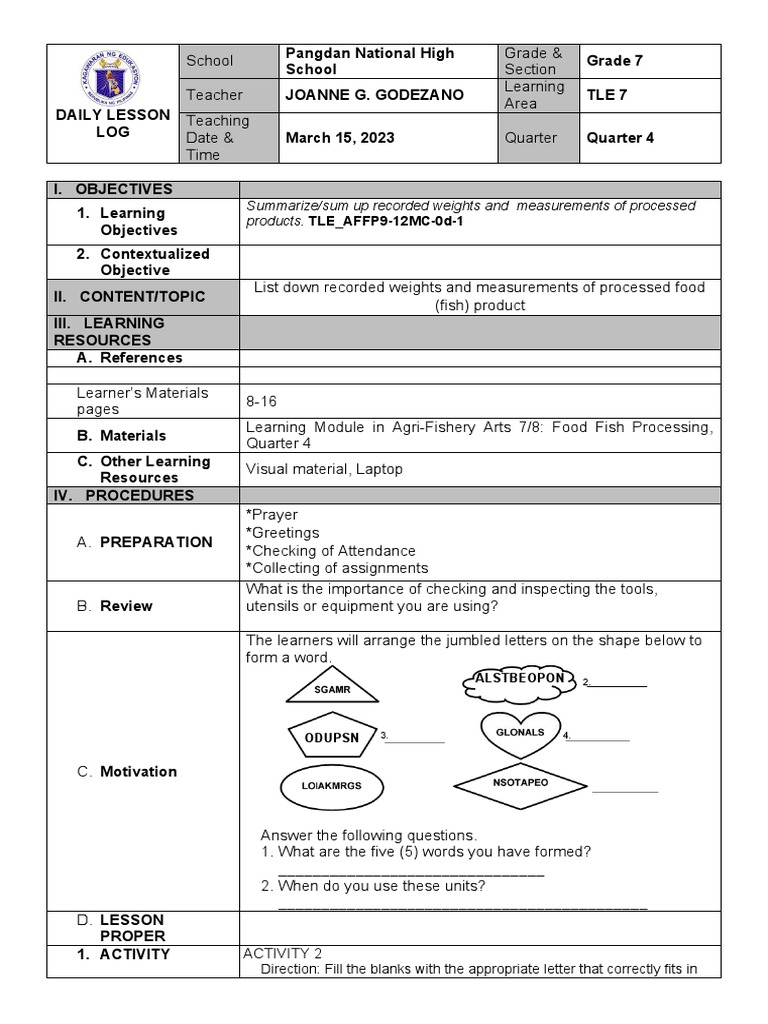 Tle 7 Q4 4 1 | PDF | Data | Learning