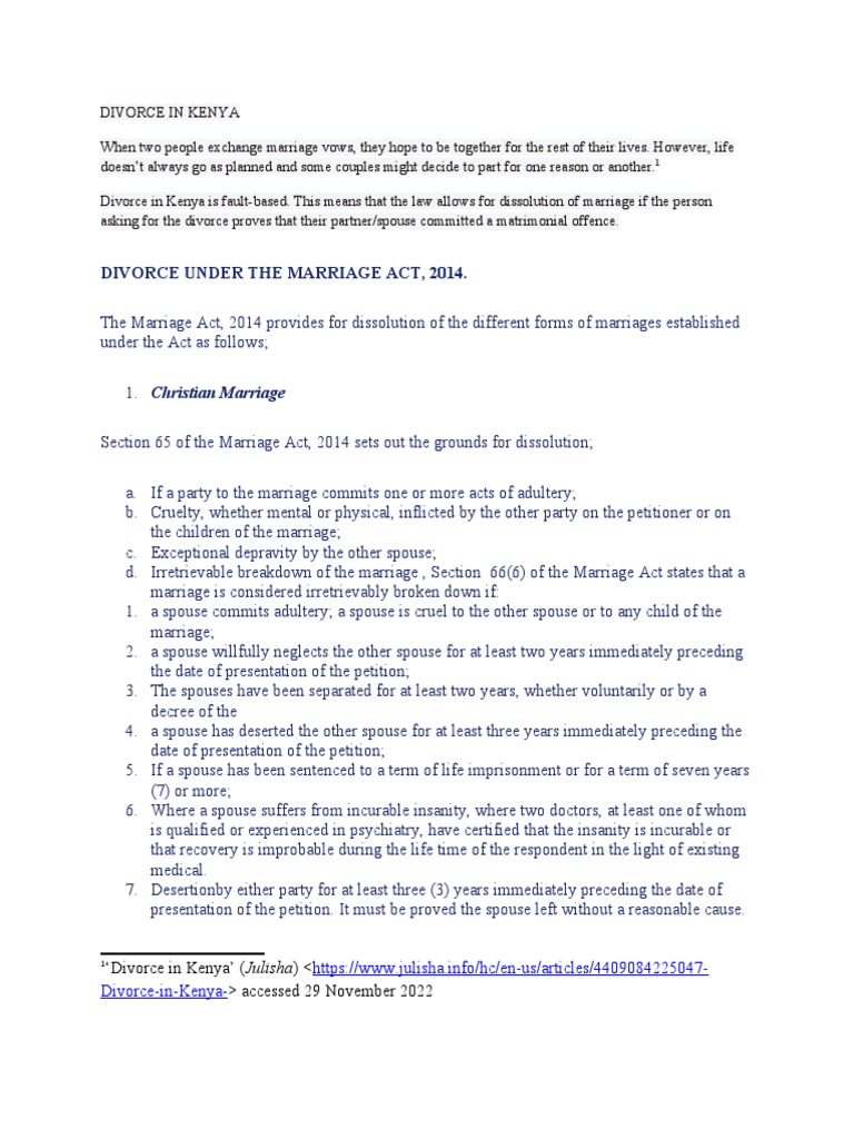 Divorce in Kenya | PDF | Divorce | Marriage