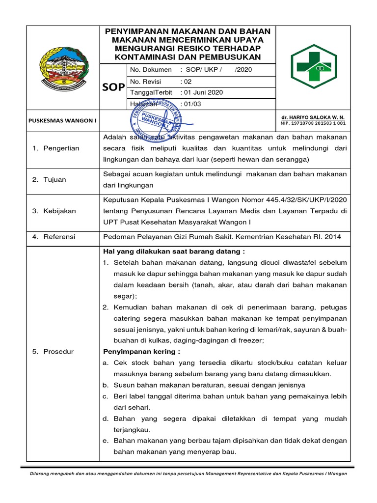 SOP PENYIMPANAN | PDF
