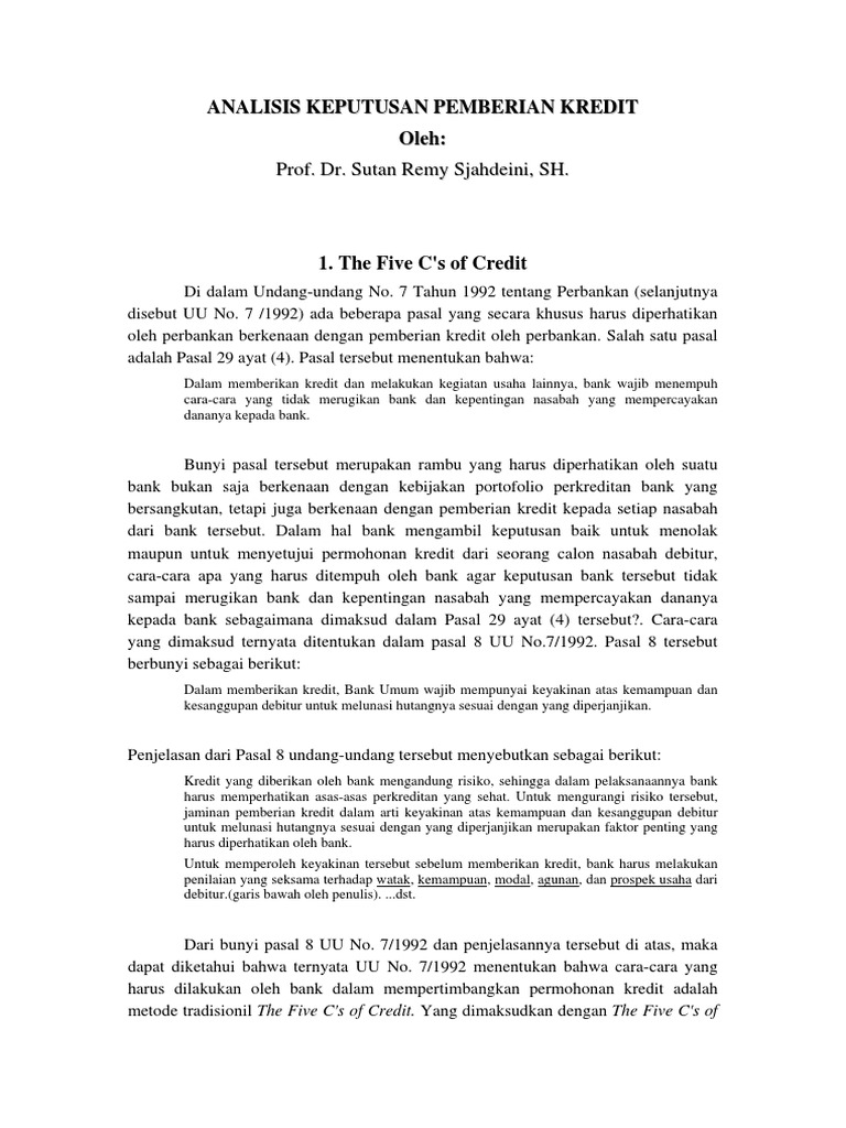 3 Analisis Keputusan Pemberian Kredit | PDF | Pengelolaan Keuangan & Uang
