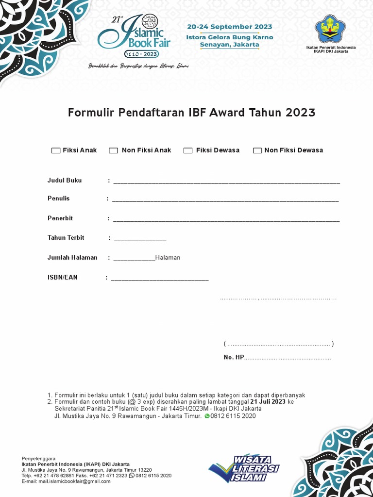 Formulir IBF Award 2023 | PDF