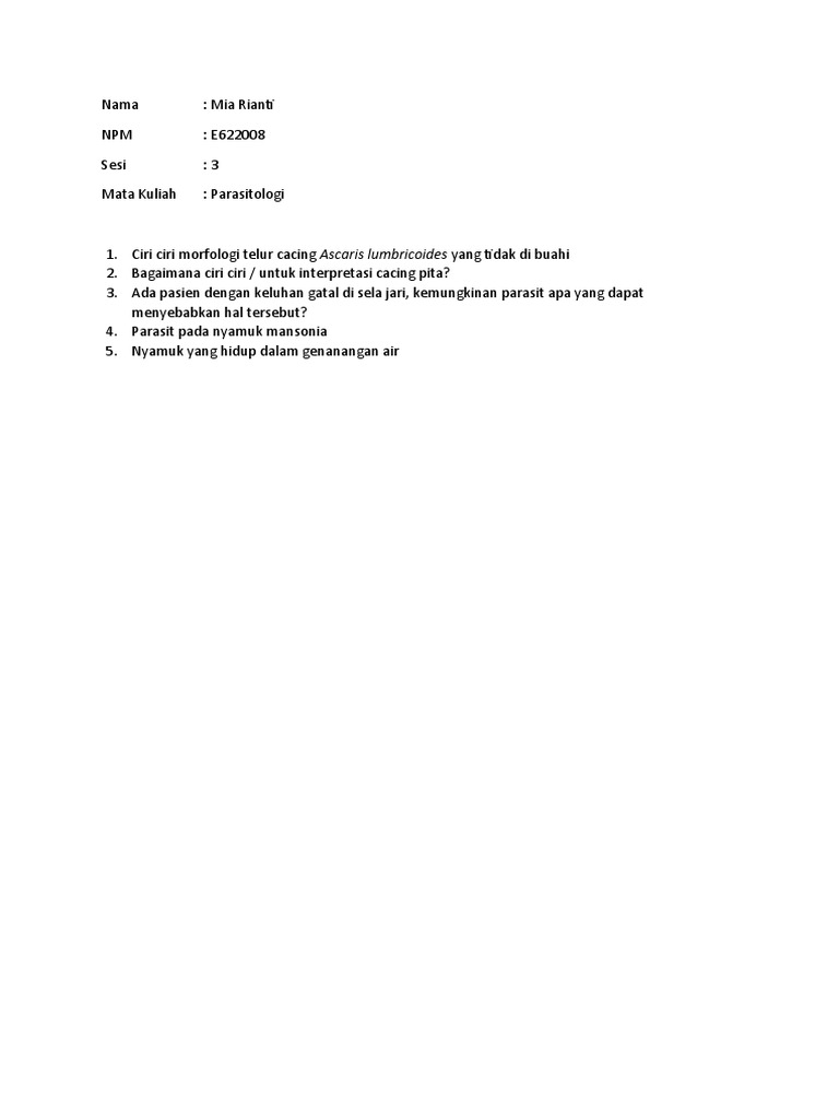 Parasitologi 3 DIV TLM Ajeng | PDF