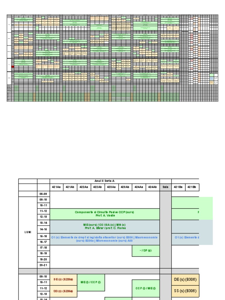 Orar ETTI 2021-2022 Semestrul I | PDF
