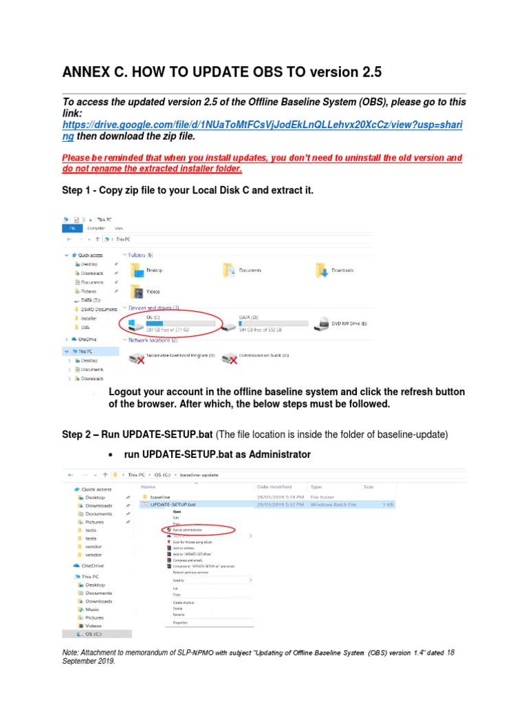 Annex C How To Update Offline Baseline System v2.5 Update Guideline ...