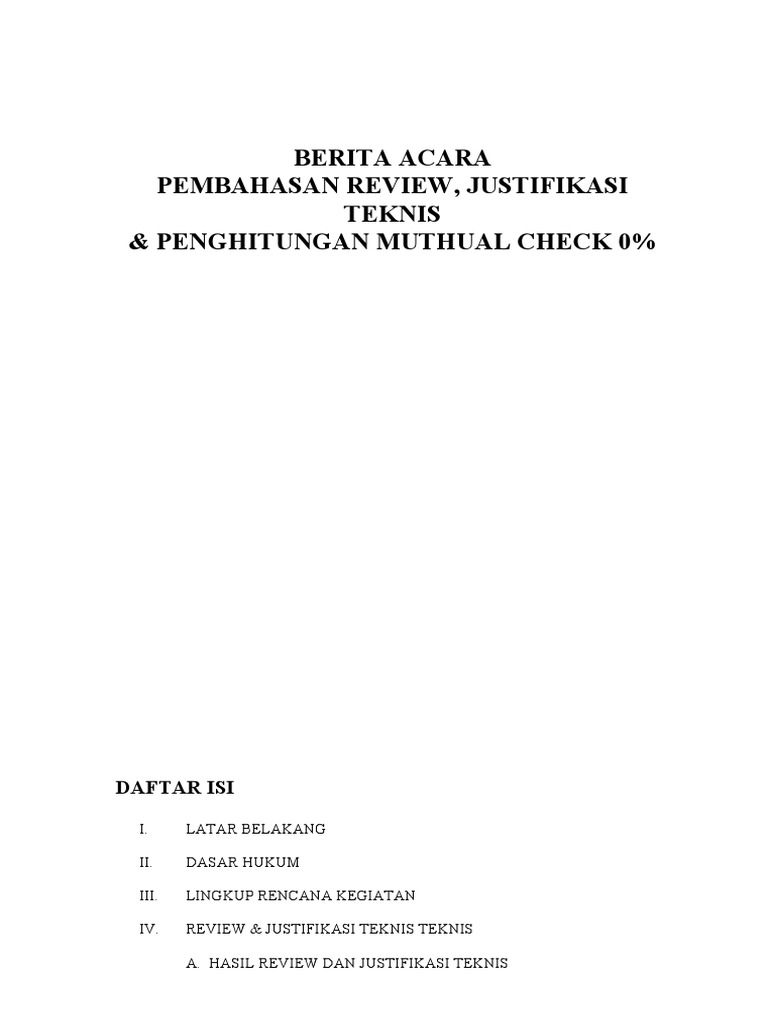 BA. Review, Justifikasi & Penghitungan MC 0 | PDF