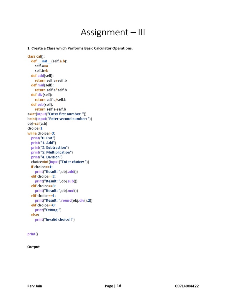 Python Assignment-3,4 | PDF | Constructor (Object Oriented Programming ... Python Assignment-3,4 | PDF | Constructor (Object Oriented Programming ...