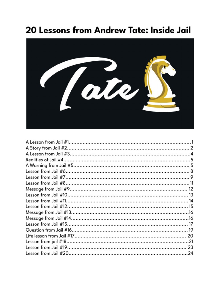 20 Lessons From Andrew Tate Inside Jail | PDF | Anger | Prison