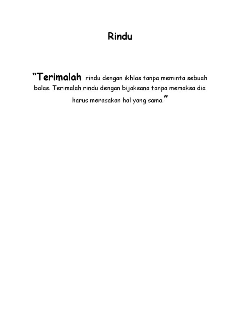 Rindu yang Tak Terbalas | PDF