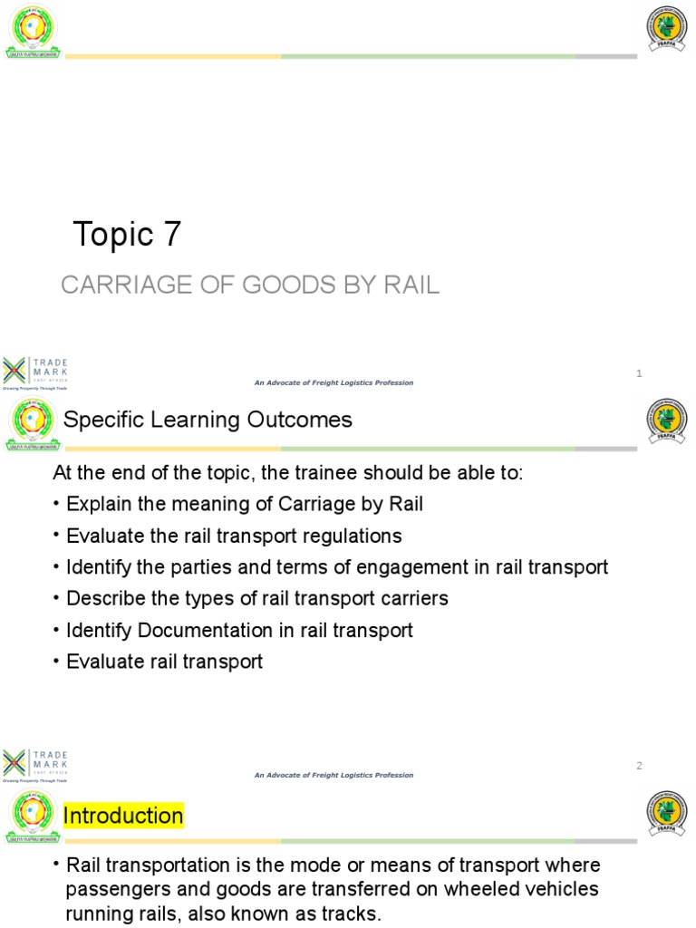 Carriage of Goods by Rail and Pipeline | PDF