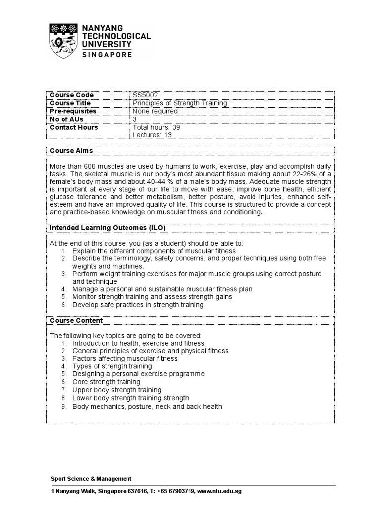 SS5002: Strength Training Principles | PDF