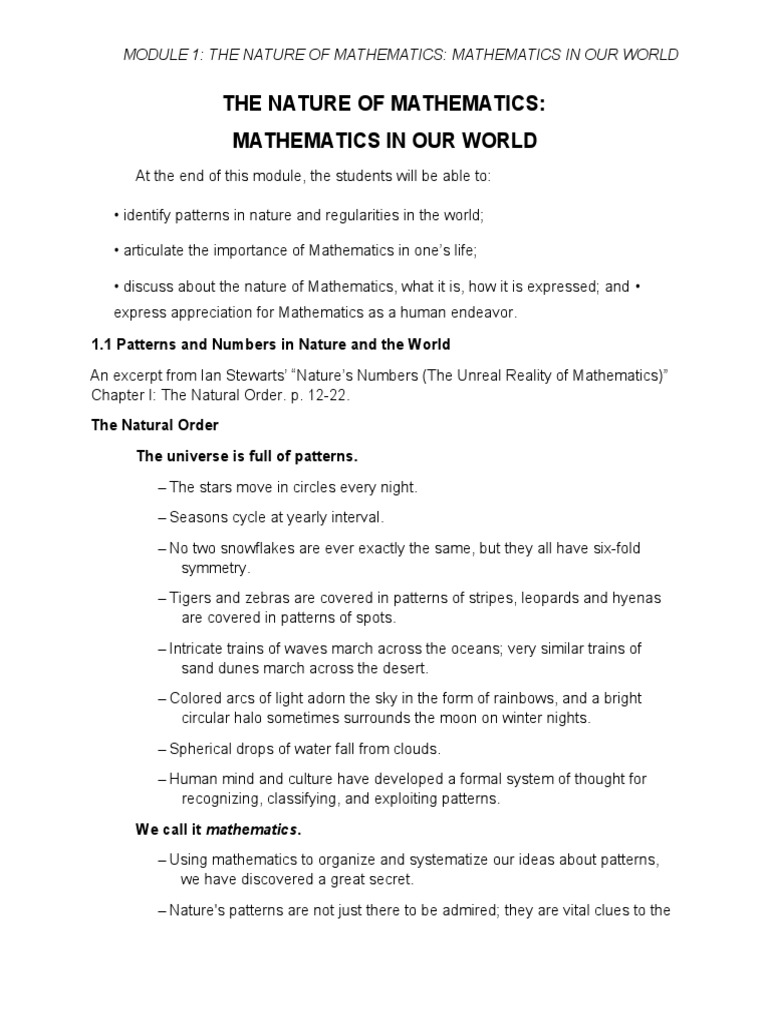 Patterns and Numbers in Nature and The World | Download Free PDF | Pattern | Shape