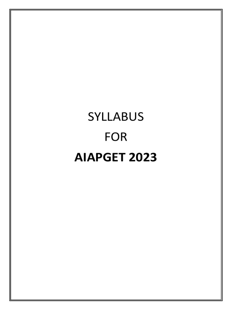 Syllabus FOR: AIAPGET 2023 | PDF | Medicine | Ayurveda