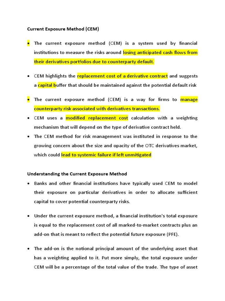 Current Exposure Method (CEM) | PDF | Derivative (Finance) | Over The ...