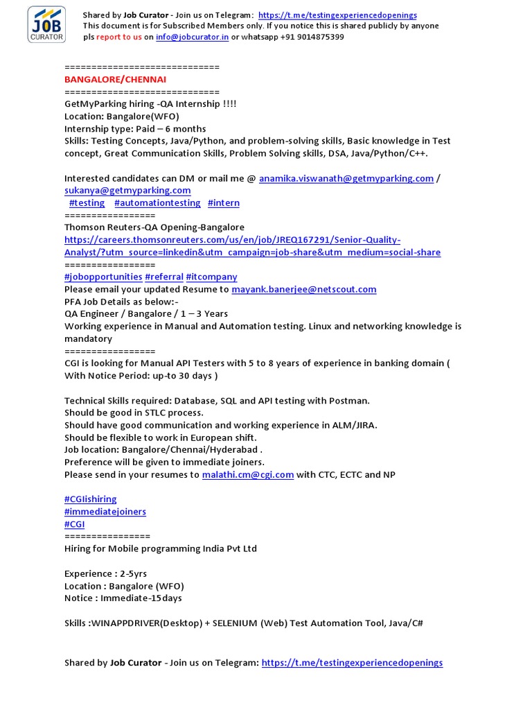 Testingjobs Fulllist 1 Pdf Selenium Software Scripting Language