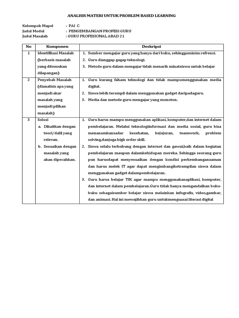 Analisis Materi Untuk Problem Based Learning Modul 8 | PDF