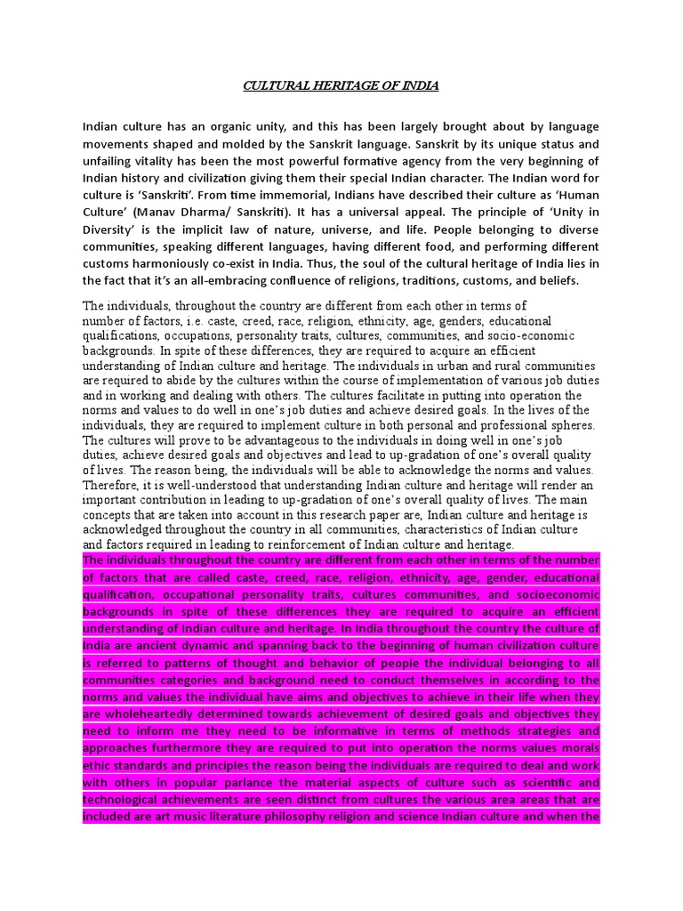 Understanding India's Cultural Heritage | PDF | Reason | Community