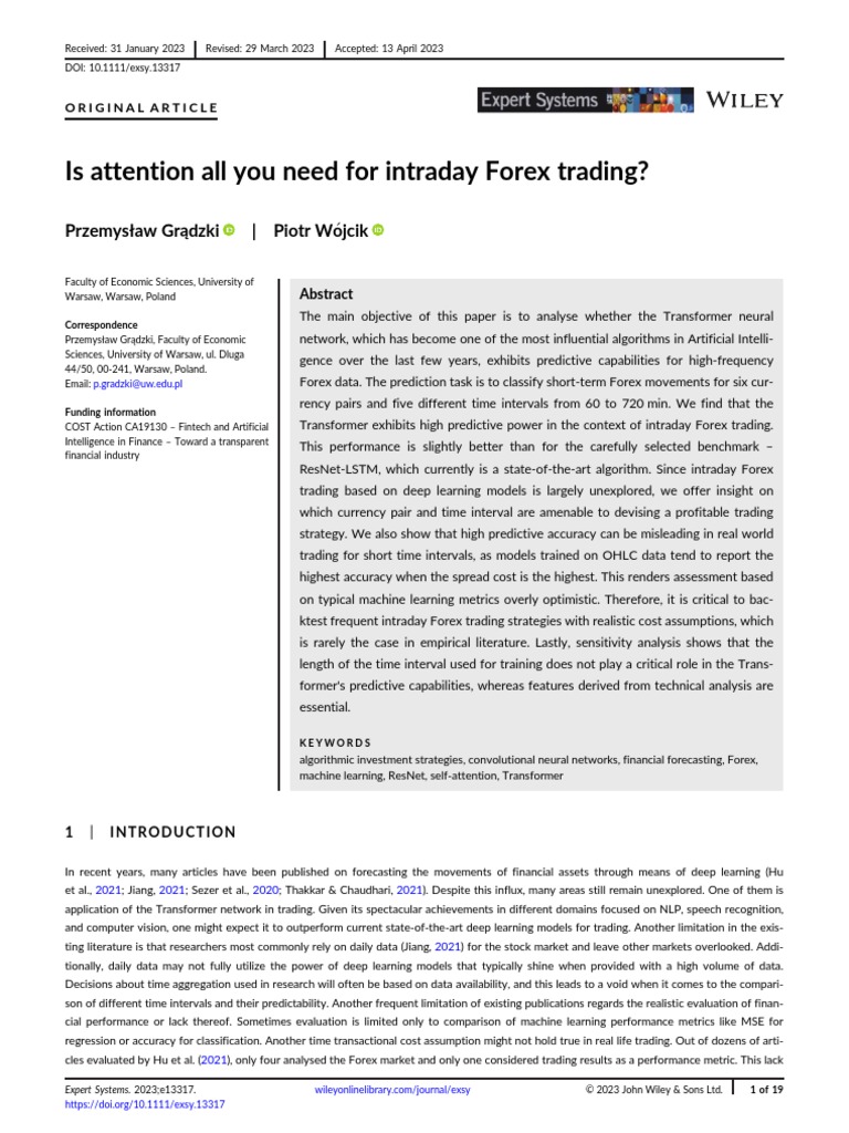 Is Attention All You Need For Intraday Forex Tradi | PDF | Deep ...