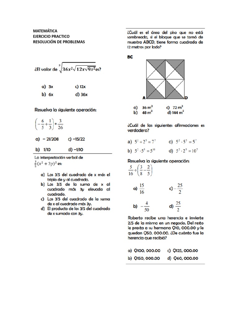 Matemática Ejercicio Practico | PDF