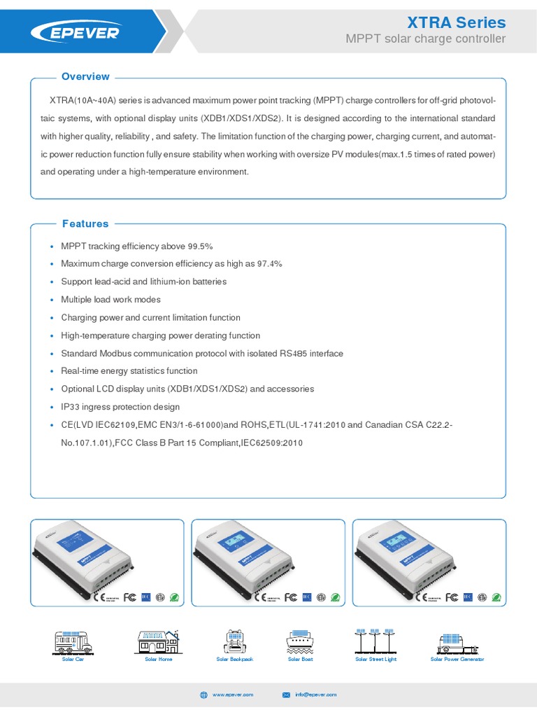 EPEVER Datasheet - XTRA 1 | PDF | Solar Power | Electrical Engineering