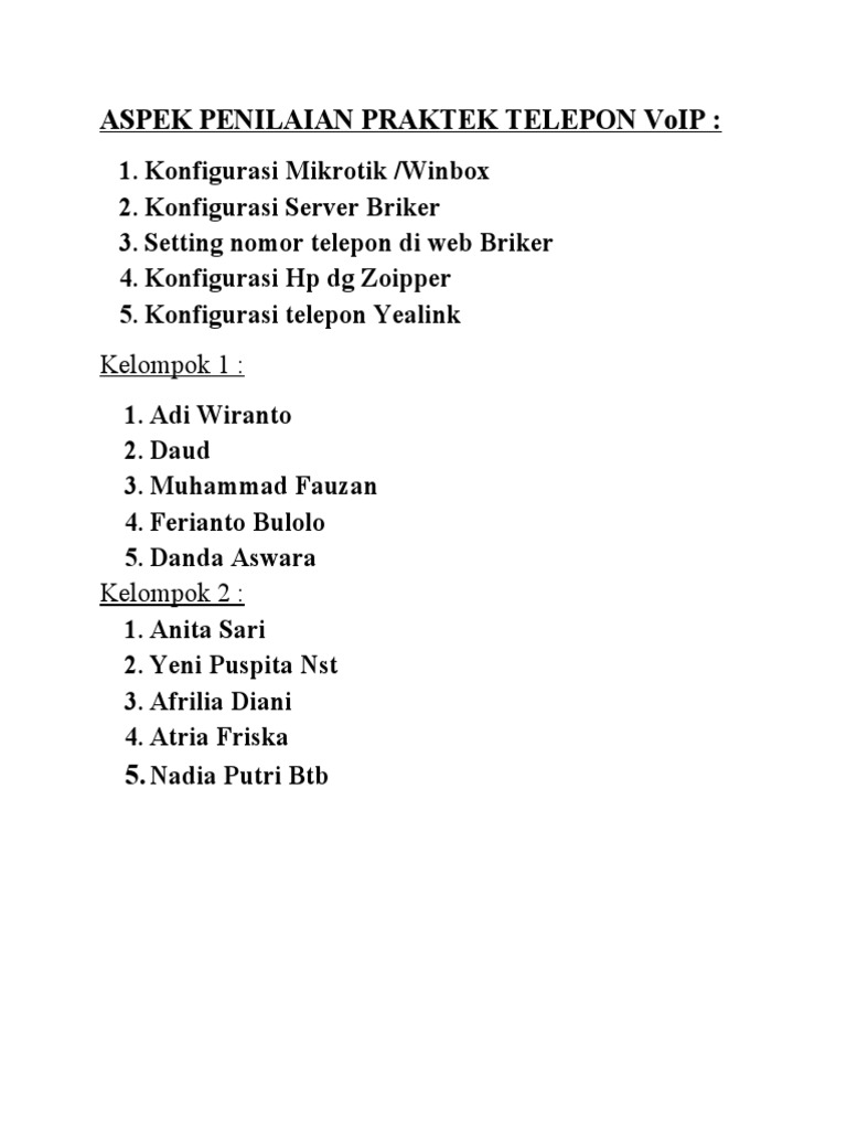 Aspek Penilaian Praktek Telepon Voip | PDF