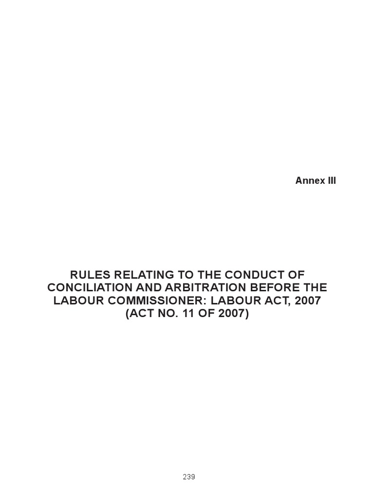 Labour Act 2007: Conciliation & Arbitration Rules | PDF | Arbitration ...