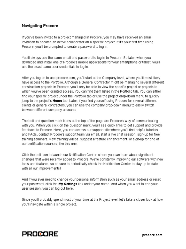 Navigating_Procore_-_Architect_+_Engineer | PDF | Login | Computer Science