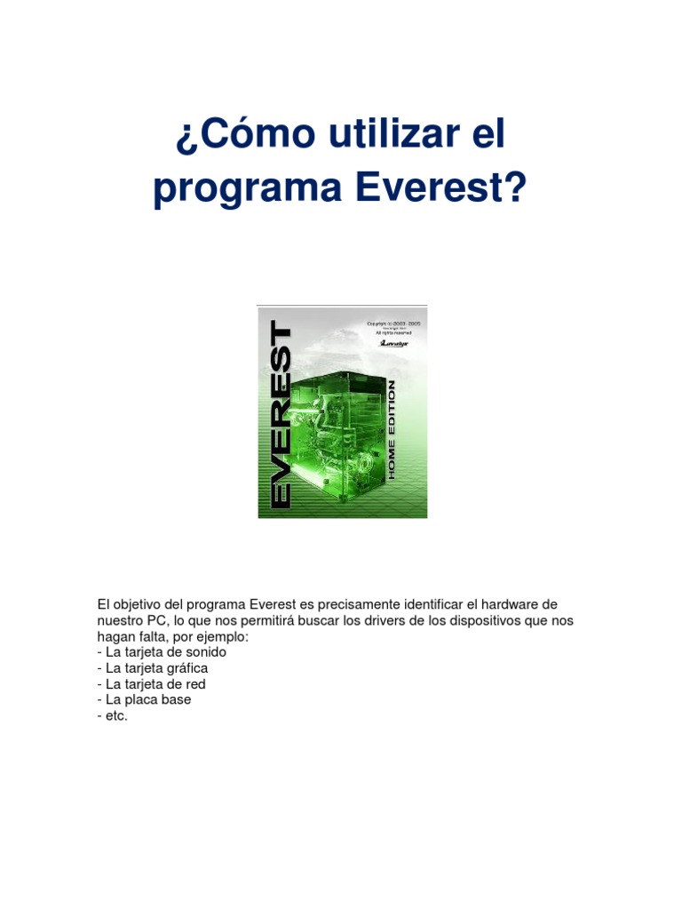 Cómo Utilizar El Programa Everest | Descargar gratis PDF | Hardware de ...