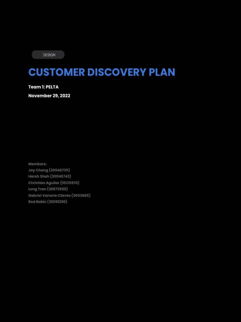 Customer Discovery Plan - Group 1 | PDF | Customer | Water