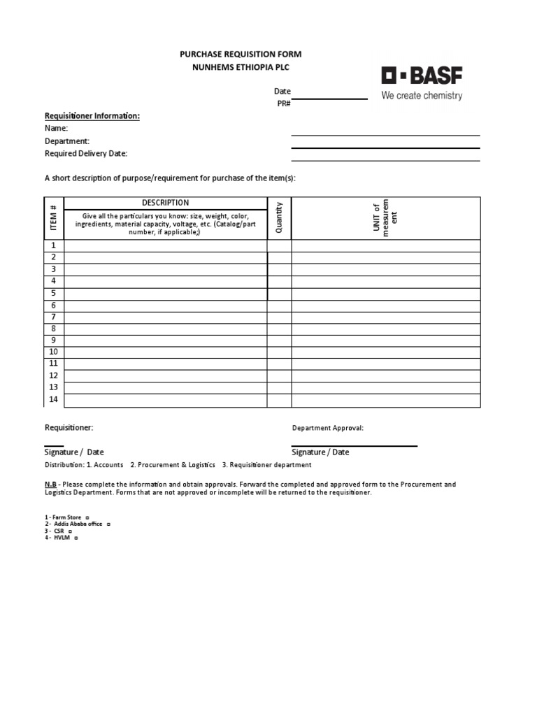 Purchase Requisition Form Template | PDF