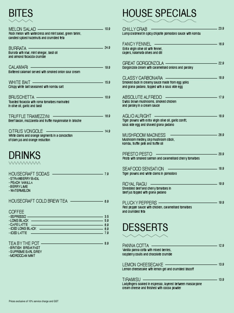 Tipo Aliwal Table Menu Colour Updated+copy Compressed | PDF | Pasta | Pesto
