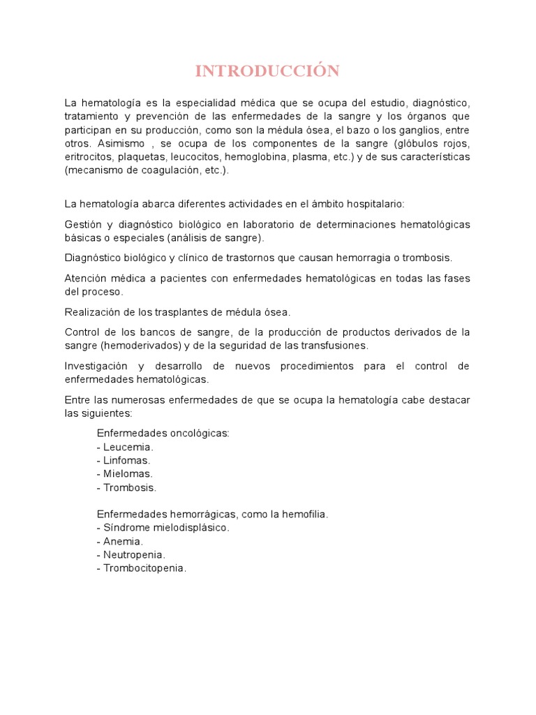 Introducciones | PDF | Hematología | Sangre