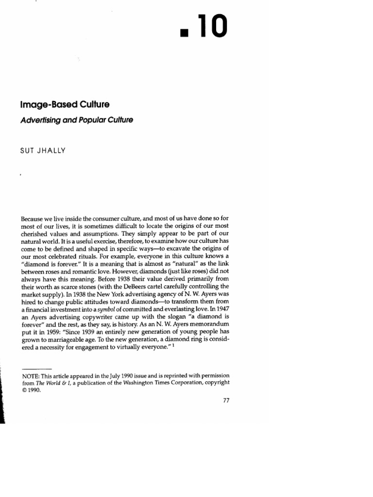 Image-based culture - Advertising and popular culture - Sut Jhally | PDF