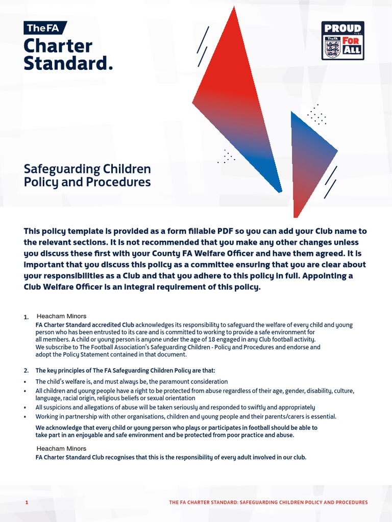 The Fa Charter Standard Safeguarding Policy and Procedures - June - 23 ...