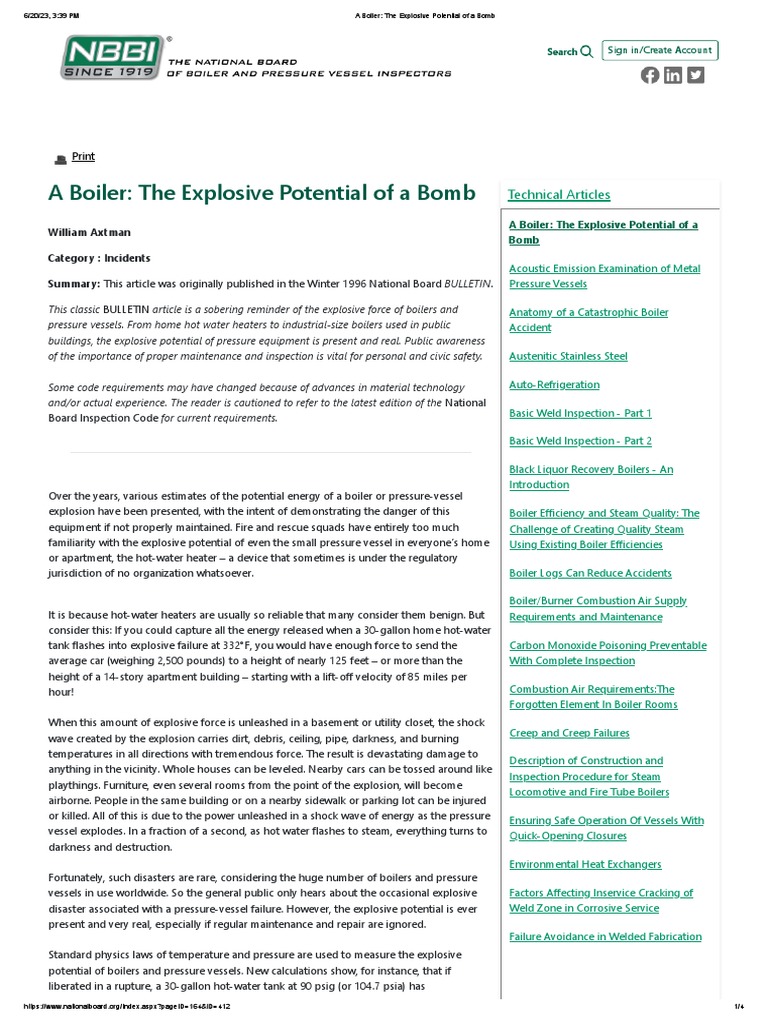 A Boiler - The Explosive Potential of A Bomb | Download Free PDF ...