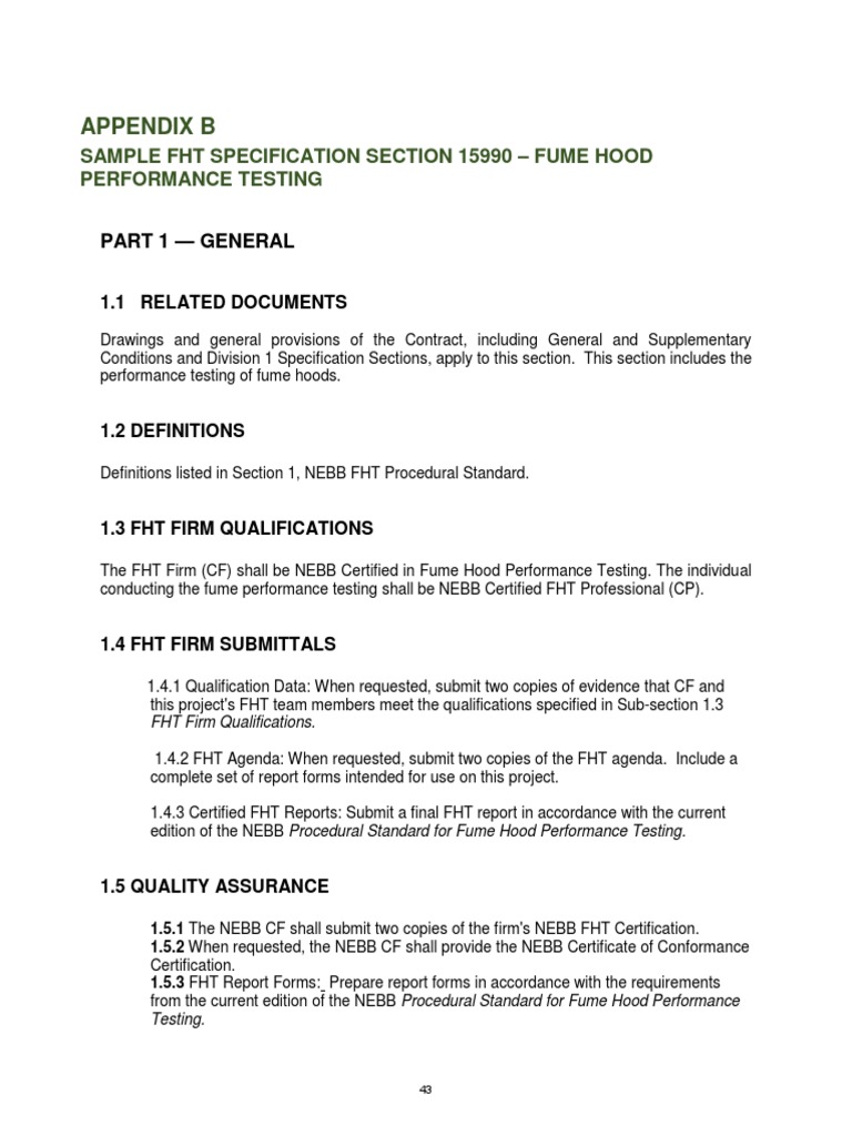 Fume Hood Testing Specification 2016 | PDF | Smoke