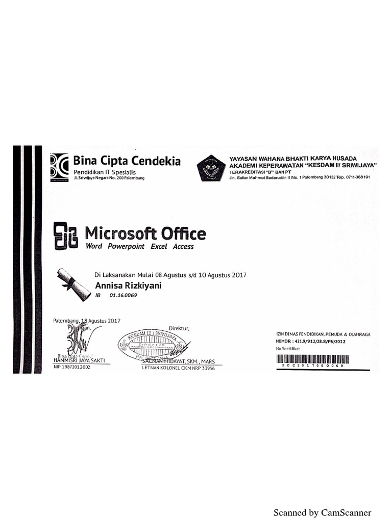 Sertifikat MC Word | PDF