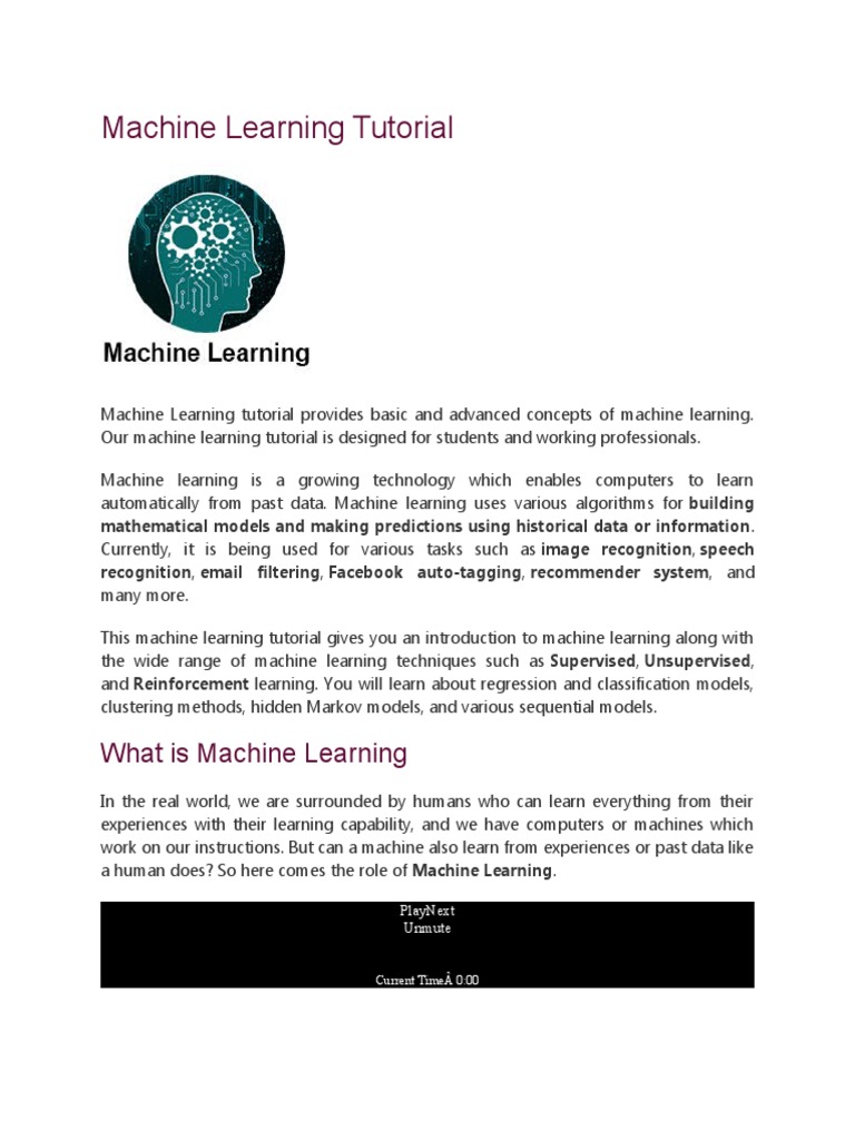 Machine Learning Tutorial | PDF | Machine Learning | Conceptual Model