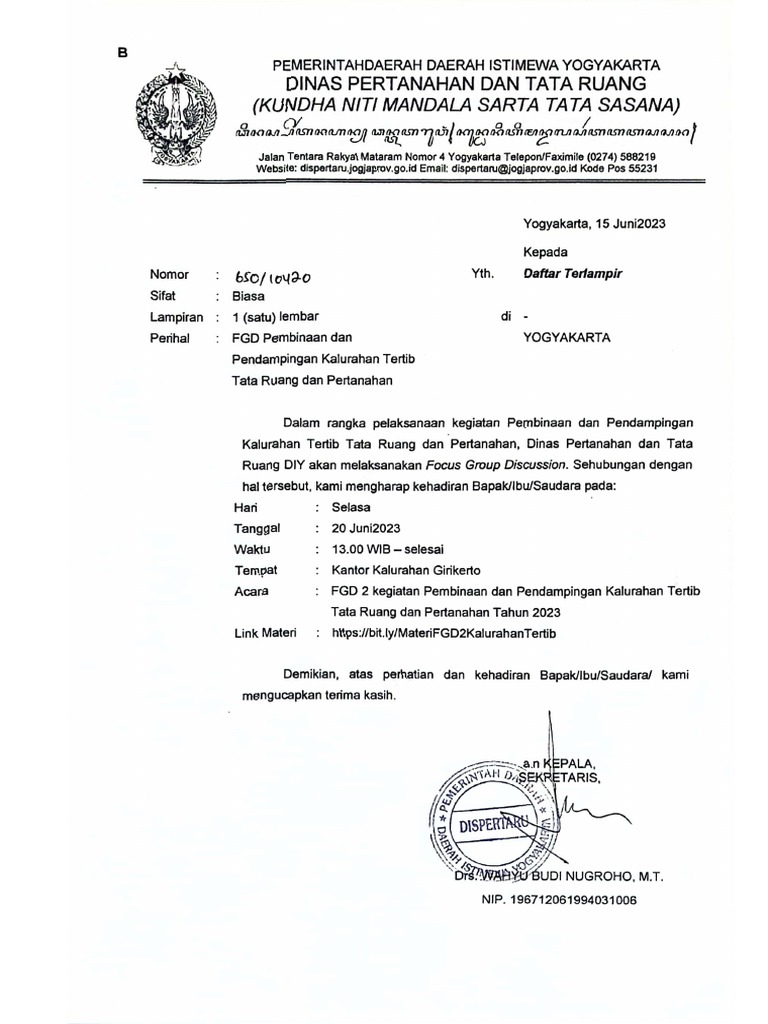 Undangan FGD 2 Girikerto | PDF