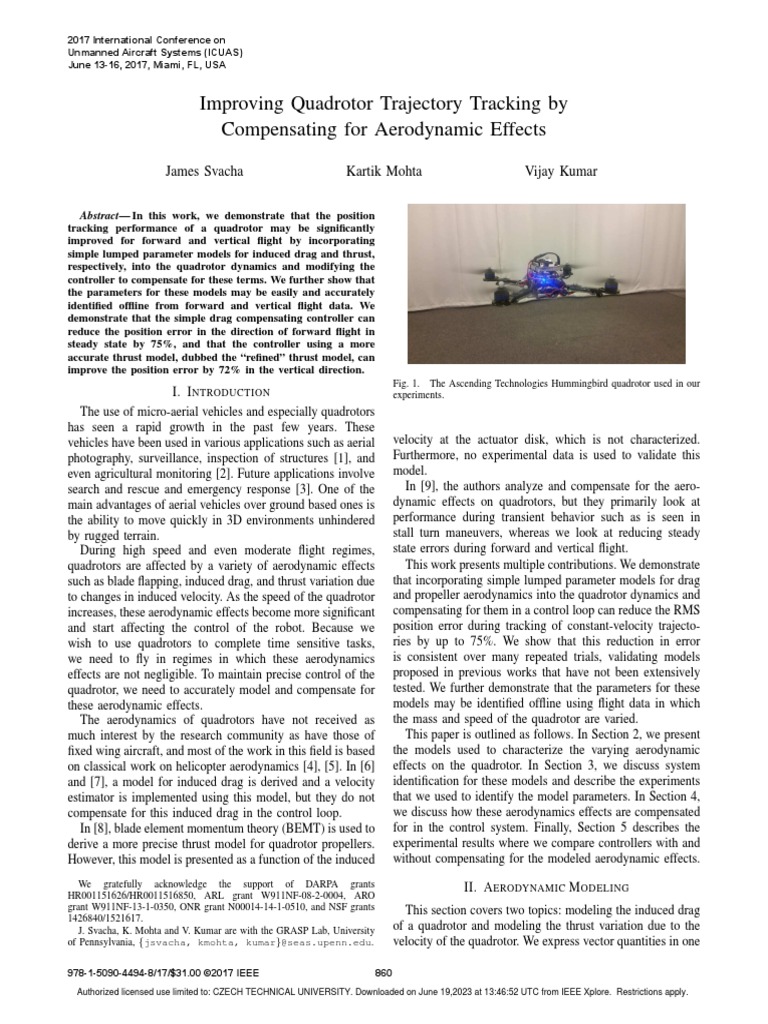 Improving Quadrotor Trajectory Tracking by Compensating For Aerodynamic ...
