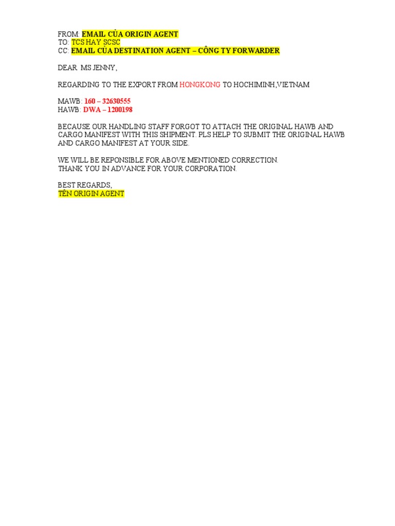 Request to Submit Cargo Manifest | PDF