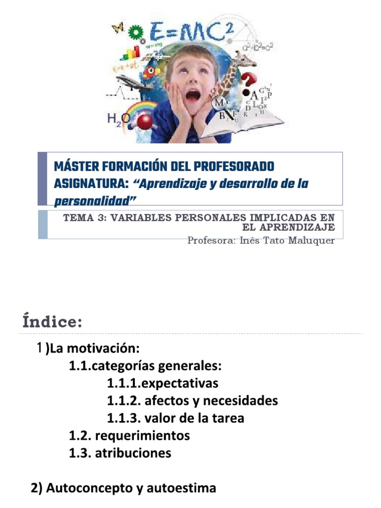 Apuntes Tema 3 - Variables Personales Implicadas en El Aprendizaje ...