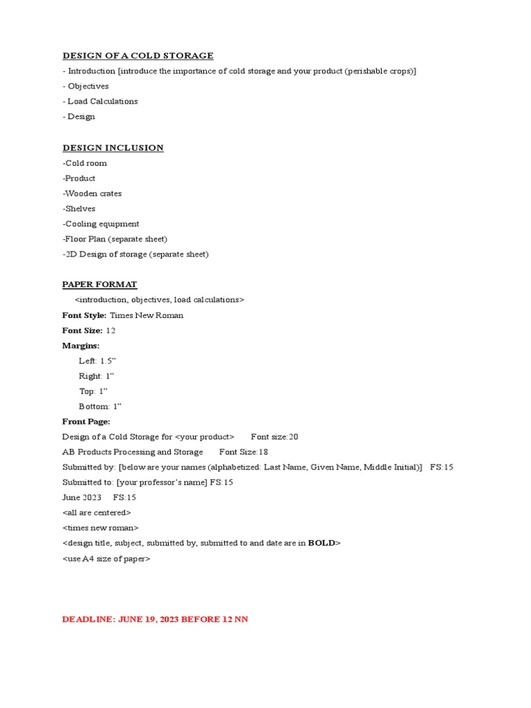Design of A Cold Storage | PDF