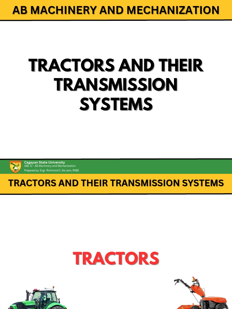 Lesson 4 Tractors and Their Transmission Systems | PDF | Tractor | Gear