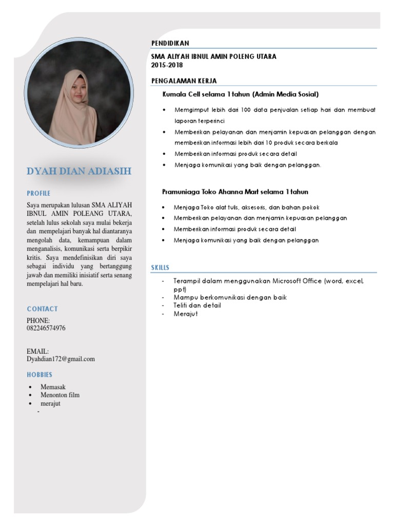 CV Diyah | PDF | Karier & Perkembangan