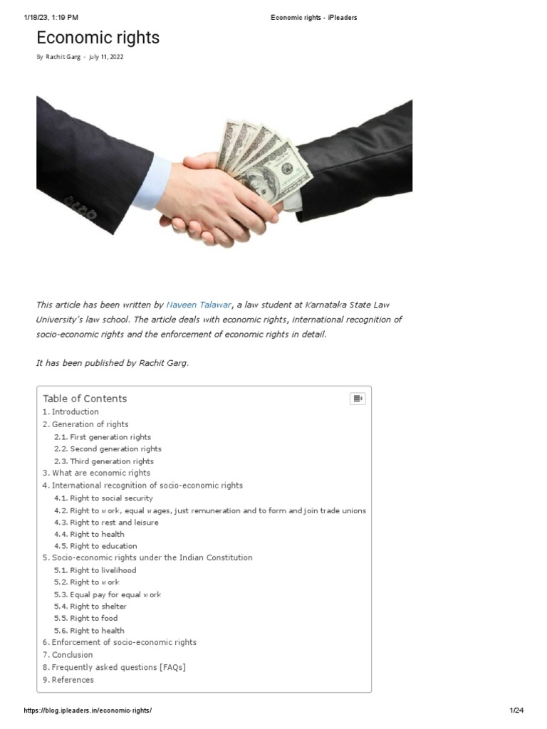 Economic Rights - Ipleaders | PDF | International Labour Organization ...