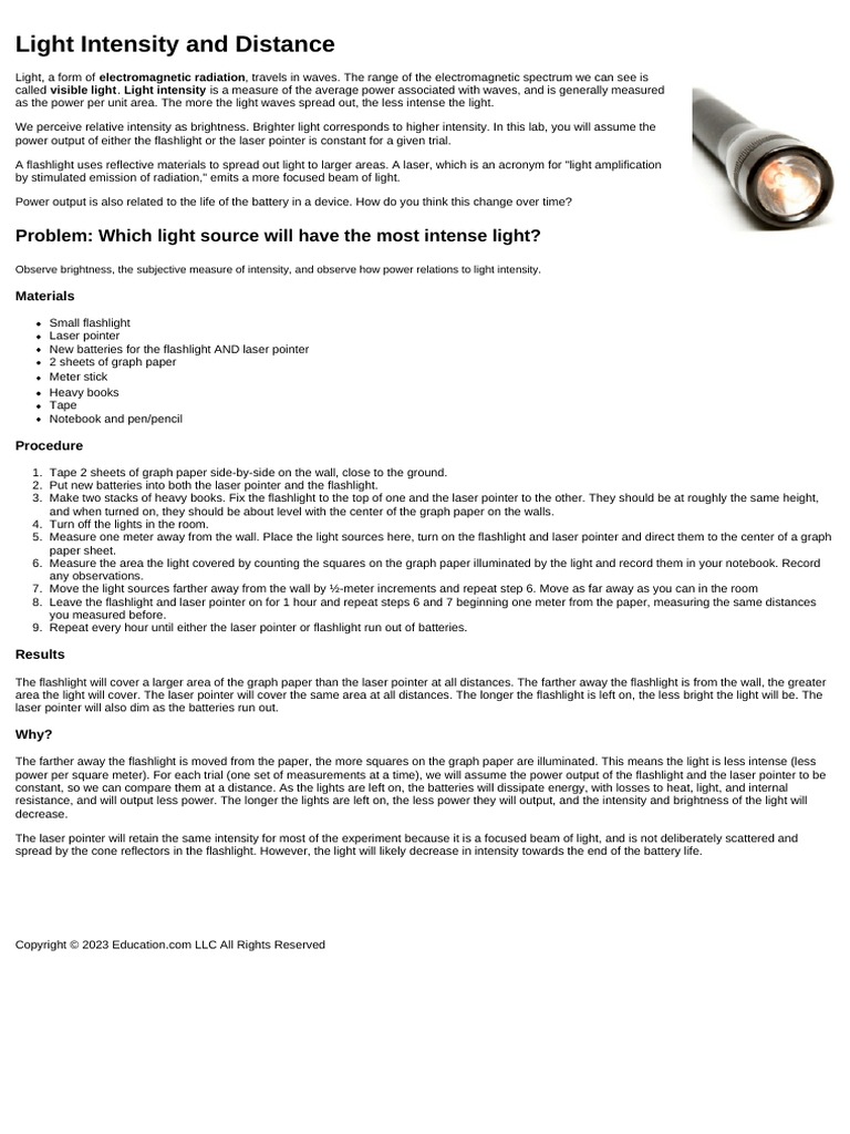 Relationship Between Distance Light Intensity | PDF | Home & Garden ...