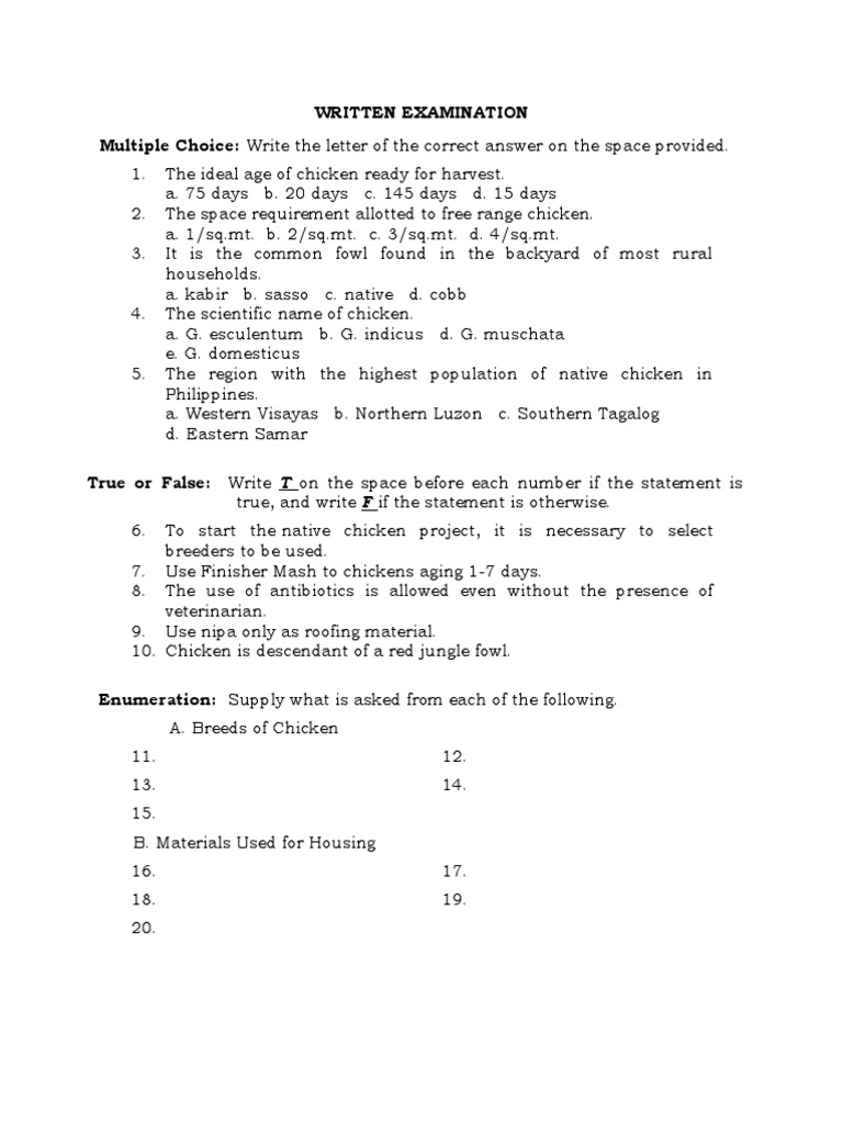 Guide Question Raise Organic Chicken Assessment | PDF