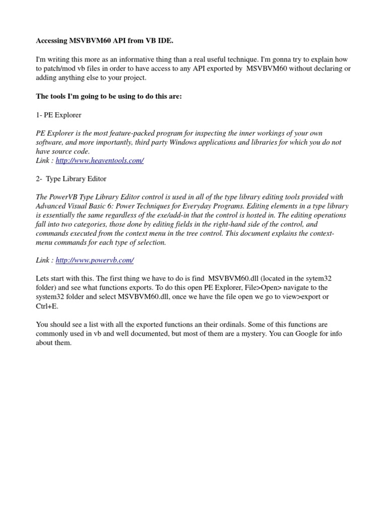 Accessing Msvbvm60 API | Download Free PDF | Library (Computing) | Operating System Families