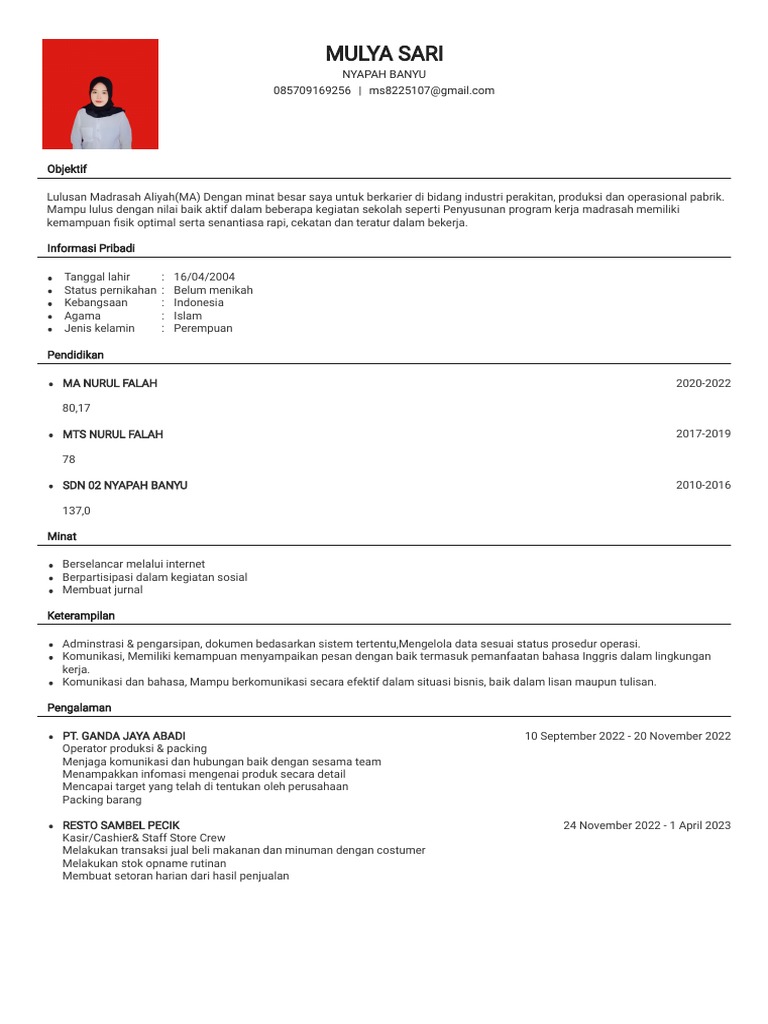 Cv. Mulya Sari | PDF