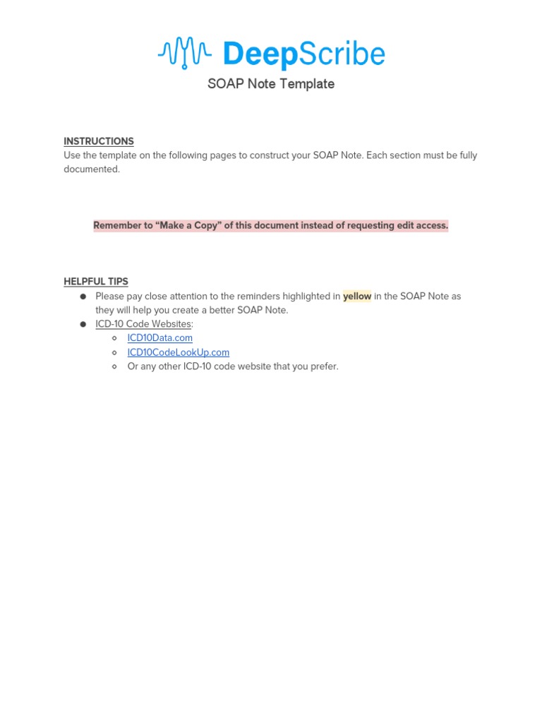 SOAP Note Template With Example | PDF | Gastroesophageal Reflux Disease ...